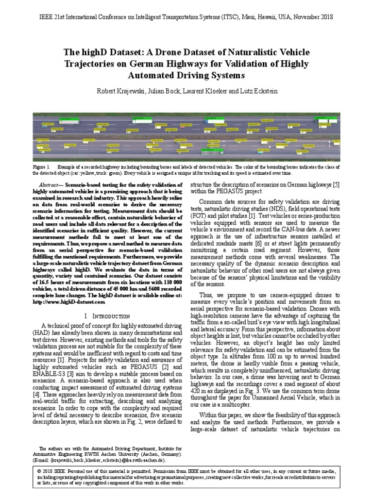 The Highd Dataset: A Drone Dataset of Naturalistic VehicleTrajectories On German Highways For ...