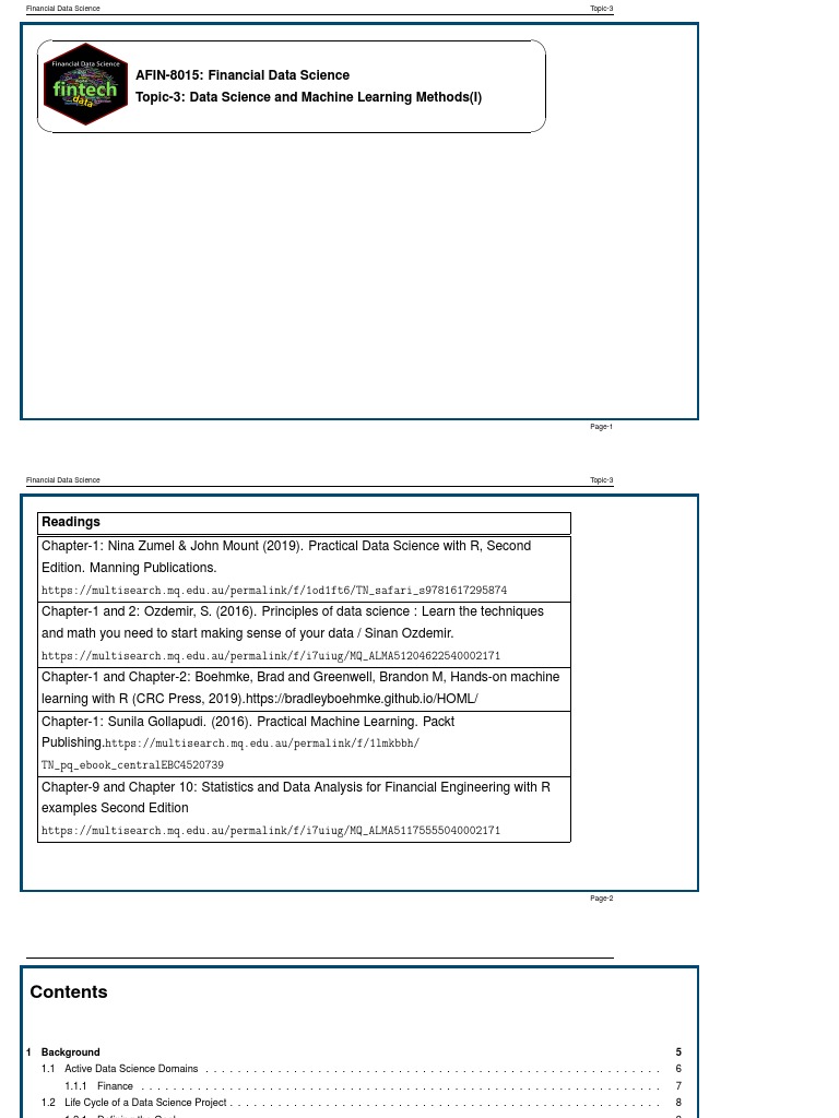 Data Science Methods for Financial Applications | PDF | Machine Learning | Errors And Residuals
