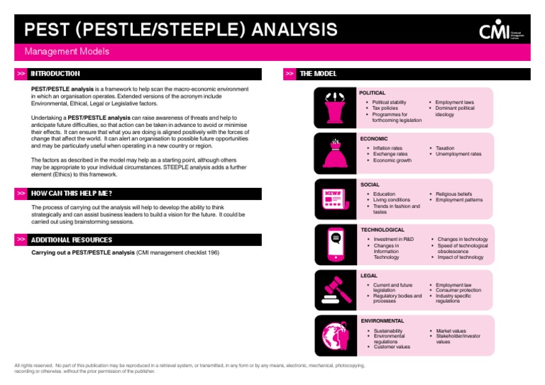 Models - PEST (PESTLE STEEPLE) Analysis | PDF | Employment | Taxes