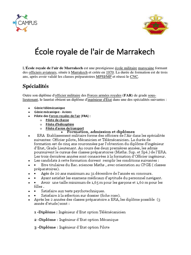École Royale de l'Air de Marrakech | PDF