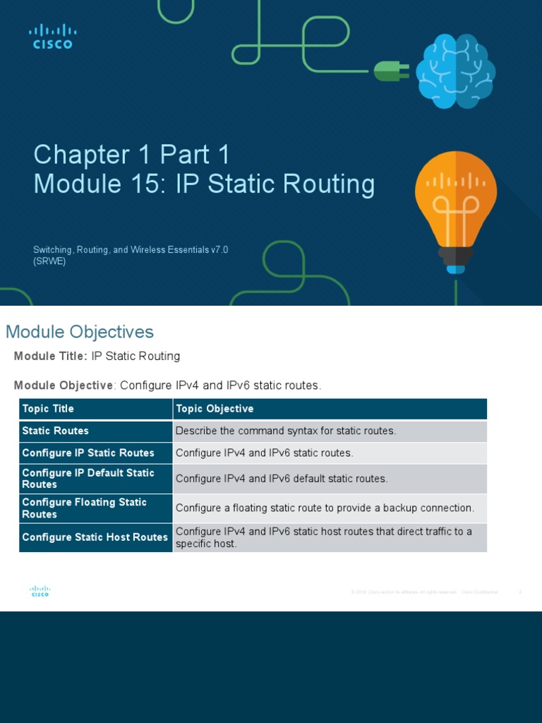 Chapter 1 Part 1 SRWE_Module_15 IP Static Routing.pptx | PDF | Ip Address | I Pv6