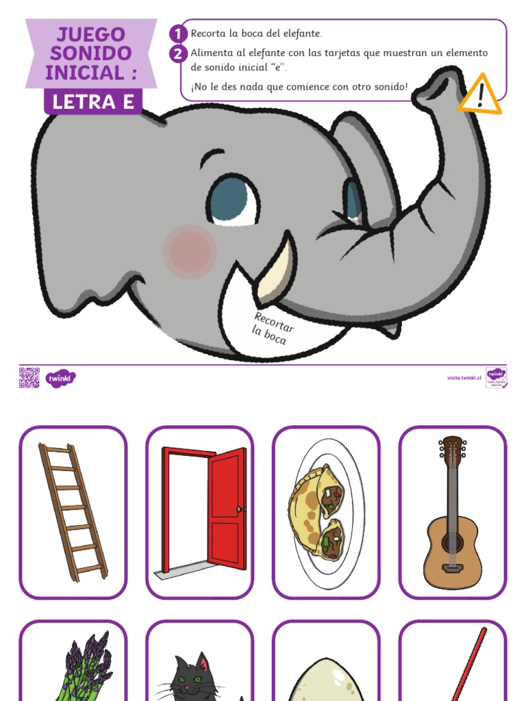 Juego Sonido Inicial Letra E | PDF