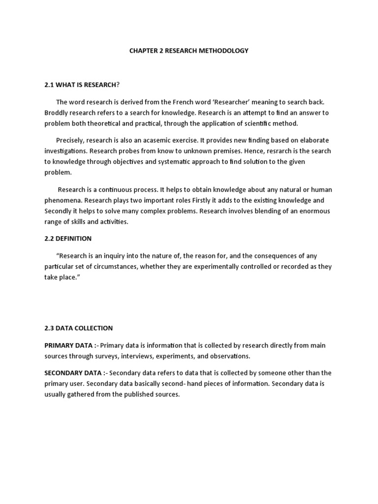 Chapter 2 Research Methodology | PDF | Methodology | Scientific Method