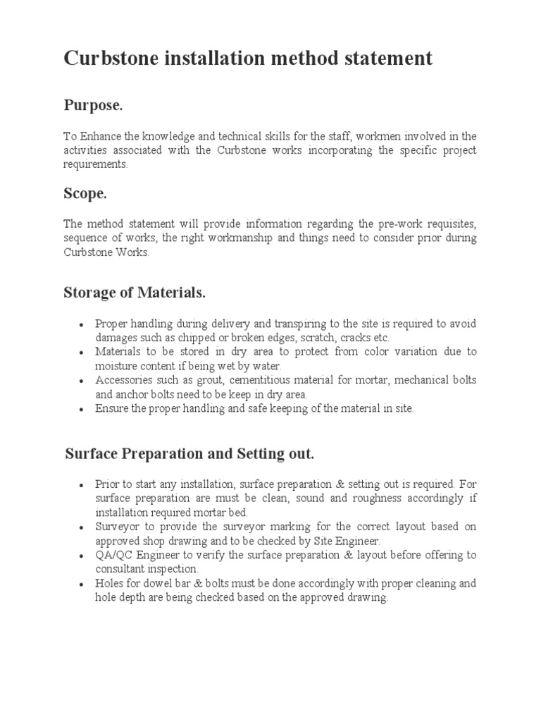 Curbstone Installation Guide | PDF | Concrete | Mortar (Masonry)