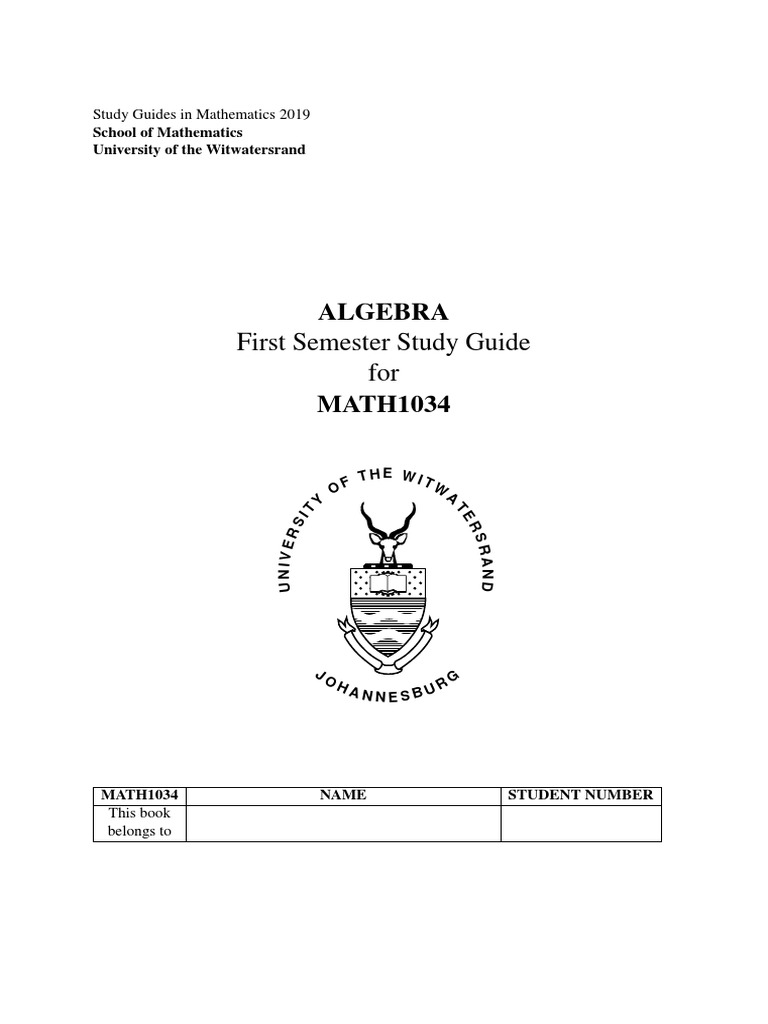 Math1034sg2019sem1 PDF | PDF | Matrix (Mathematics) | Complex Number