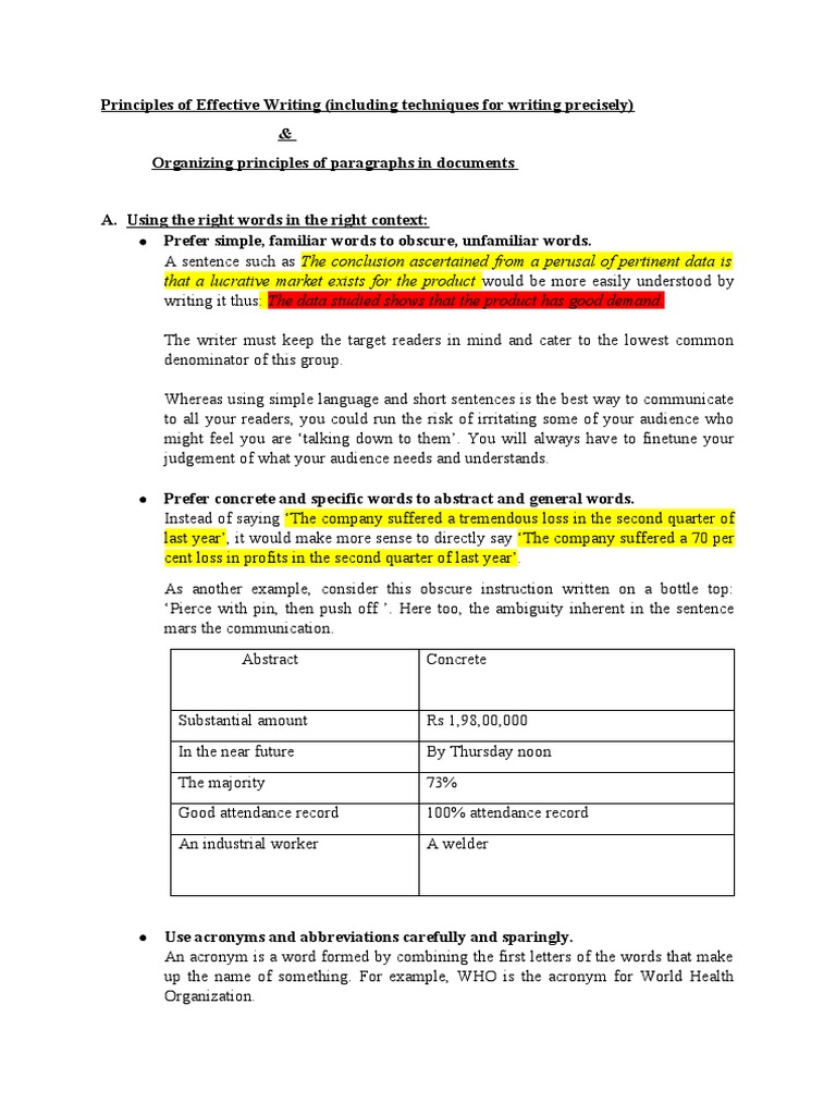 Principles of Effective Writing | PDF | Acronym | Jargon