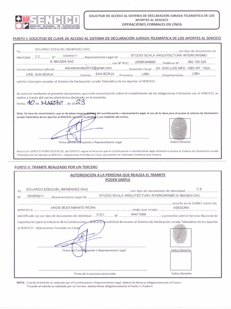 Solicitud Acceso A La Red Telematica Sencico | PDF