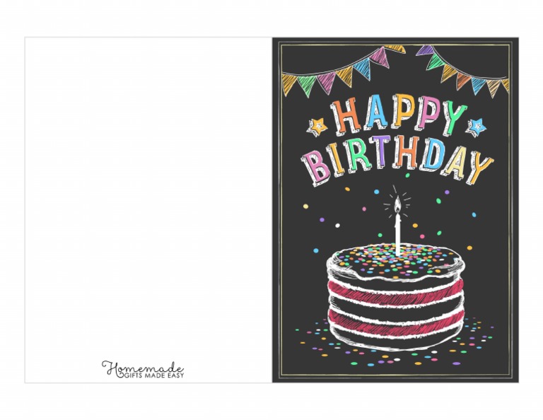 Printable Birthday Cards Cake Confetti PDF | PDF