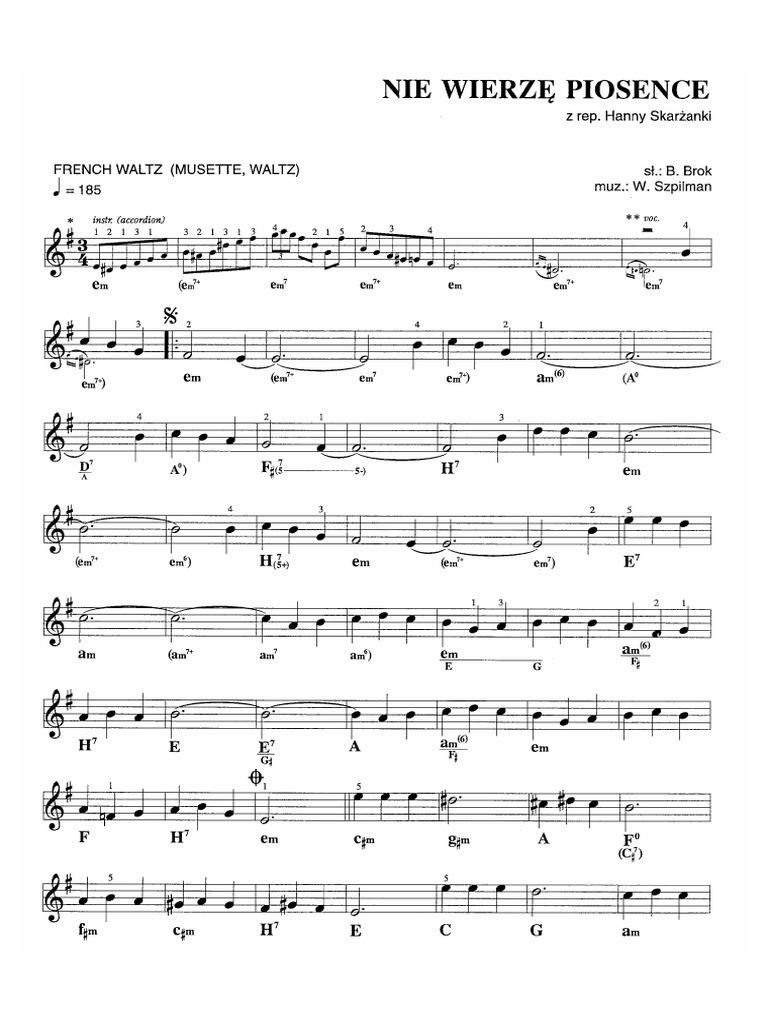 Nuty - Nie Wierzę Piosence - Hanna Skarżanka | PDF