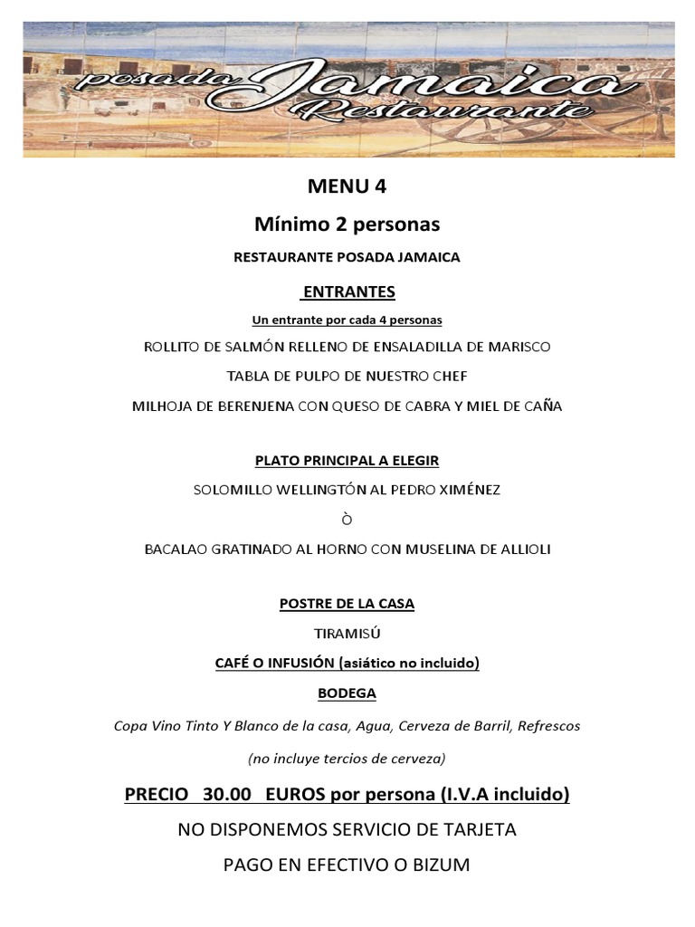 Menu 4 Con Plato Individual PDF | PDF