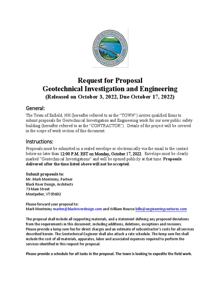 Final Geotechnical Investigation and Engineering RFP 2022 PDF | PDF | Geotechnical Engineering ...