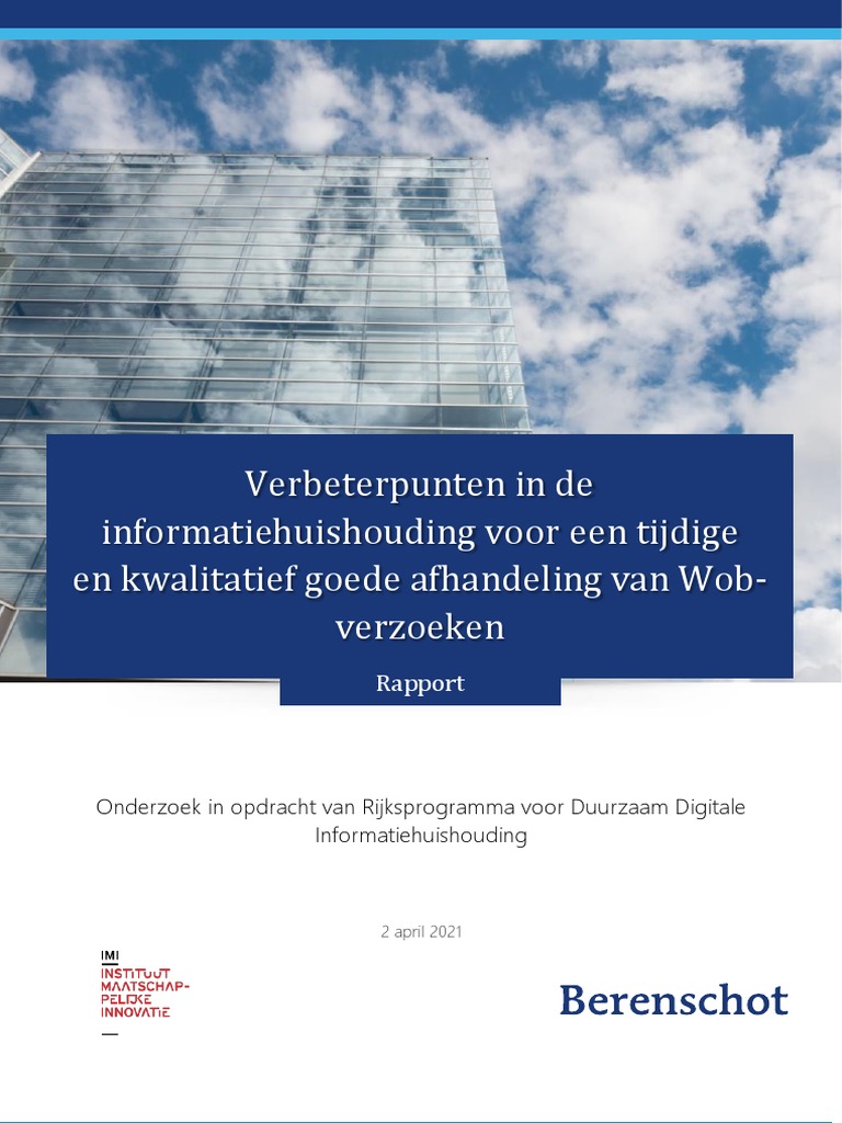 Rapport Berenschot Verbeterpunten IHH Ivm Goede Afhandeling WOB ...