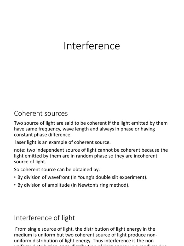 Interference | PDF | Coherence (Physics) | Waves