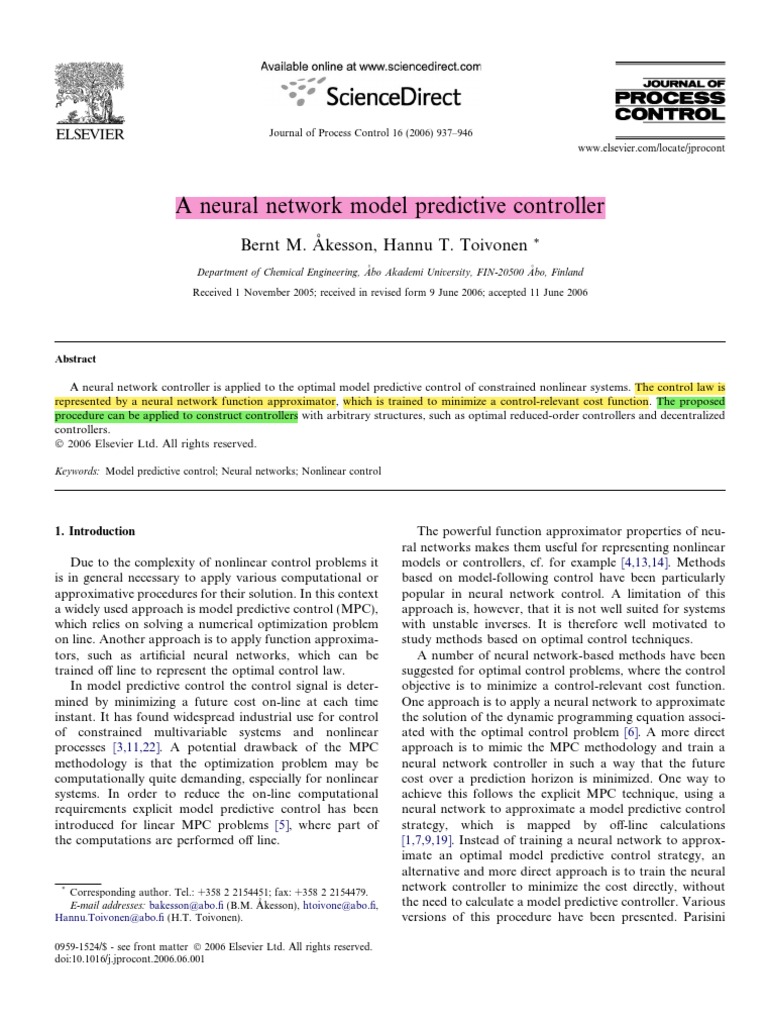 Neutral Network Model Predictive Controler | PDF | Mathematical ...