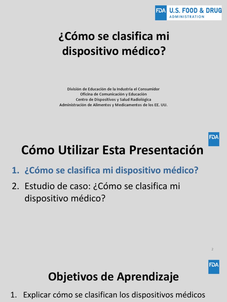 CDRH Learn - How Is My Medical Device Classified - Slides | PDF | Administración de Alimentos y ...