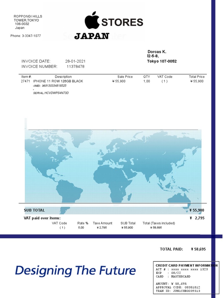 iPhone Purchase Invoice from Japan | PDF | Value Added Tax | Invoice