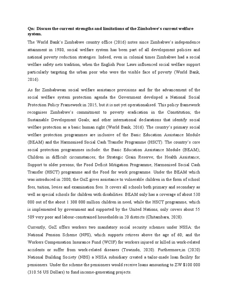 Zimbabwe's Social Welfare System: Strengths & Limitations | PDF ...