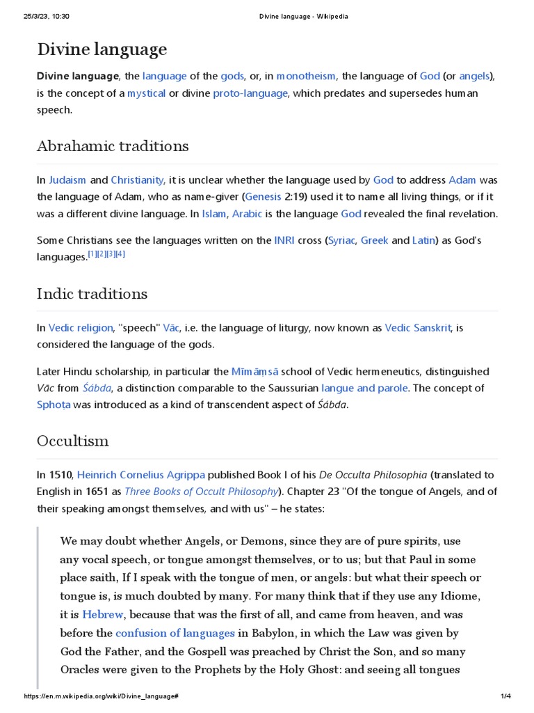 Divine Language | PDF | Religious Belief And Doctrine | Linguistics