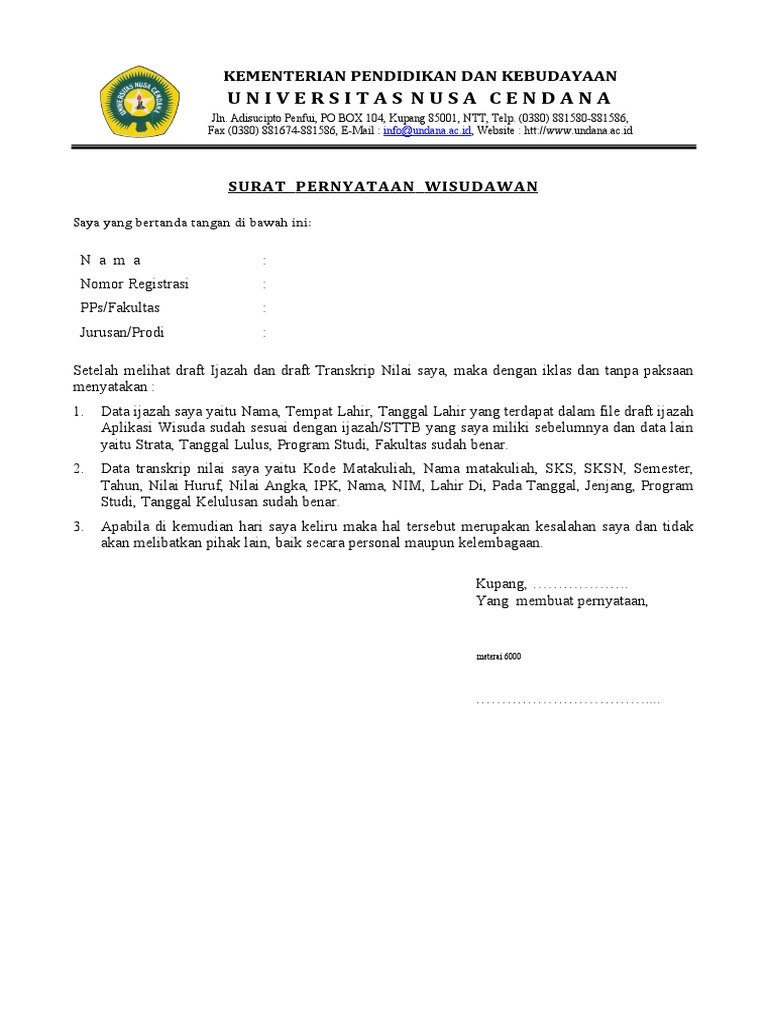 SURAT_PERNYATAAN_CALON_WISUDAWAN(1) | PDF