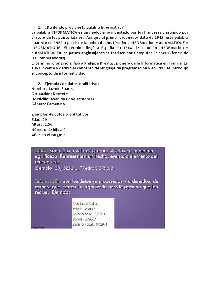 Origen de "Informática" y Tipos de Datos | PDF