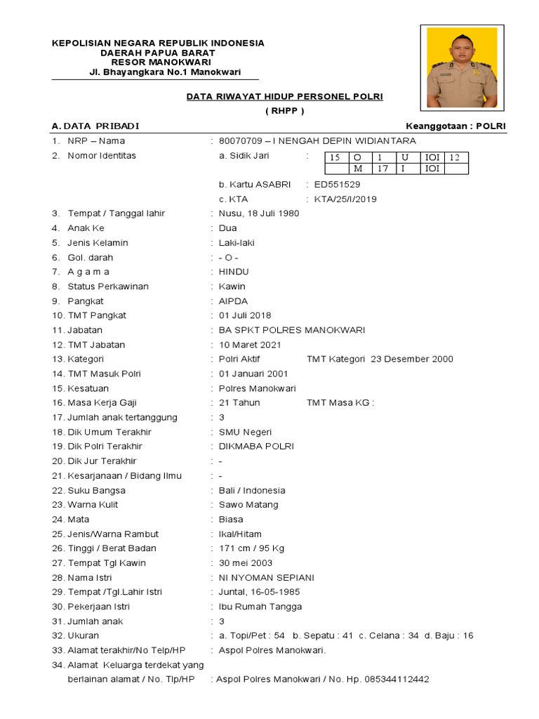 Riwayat Hidup Pers Polri | PDF