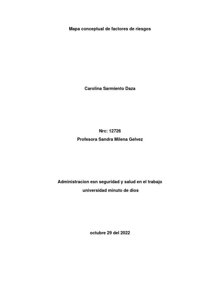 Factor de Riesgos Mapa Conceptual | PDF | Riesgo | Especialidades Medicas