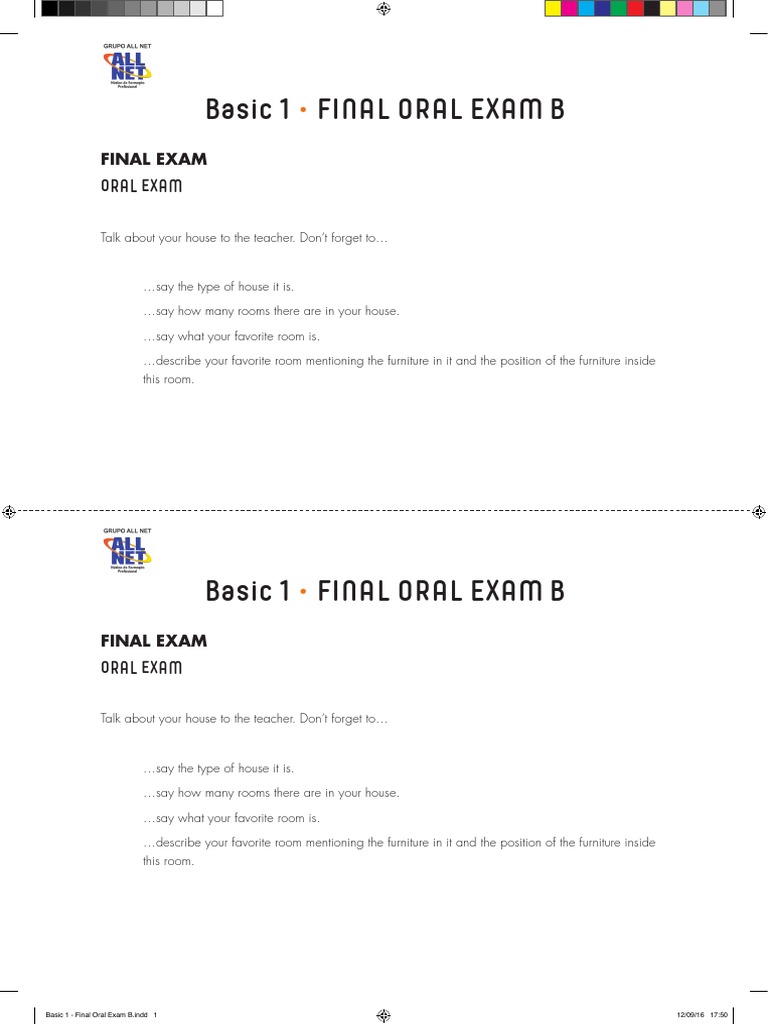 Basic 1 - End-Of-Term Oral Exam B | PDF