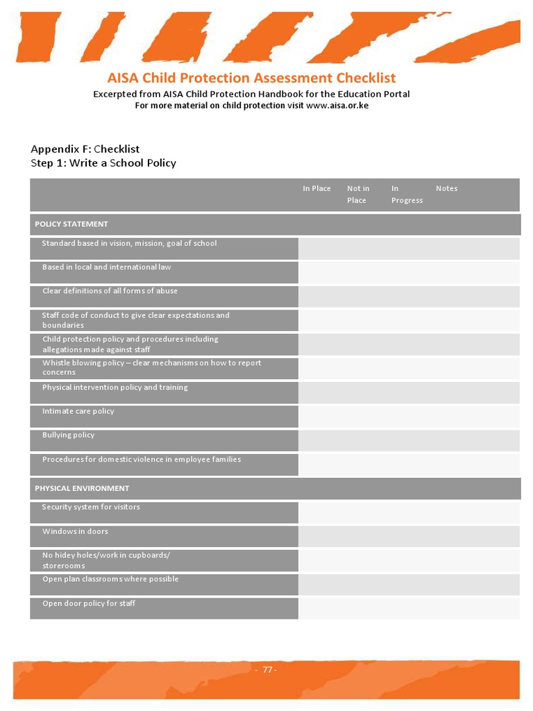 Child Protection Assessment Checklist | PDF | Child Abuse | Child ...