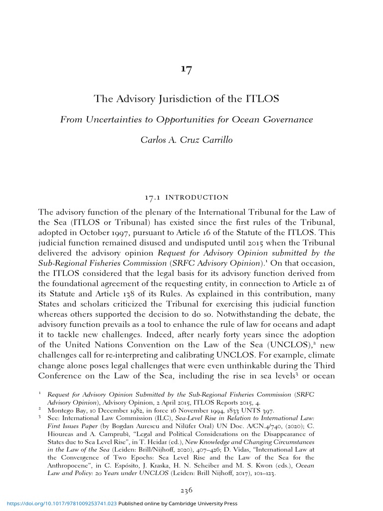 The Advisory Jurisdiction of The Itlos PDF | PDF