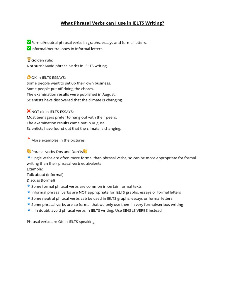IELTS Phrasal Verbs WRITING | PDF