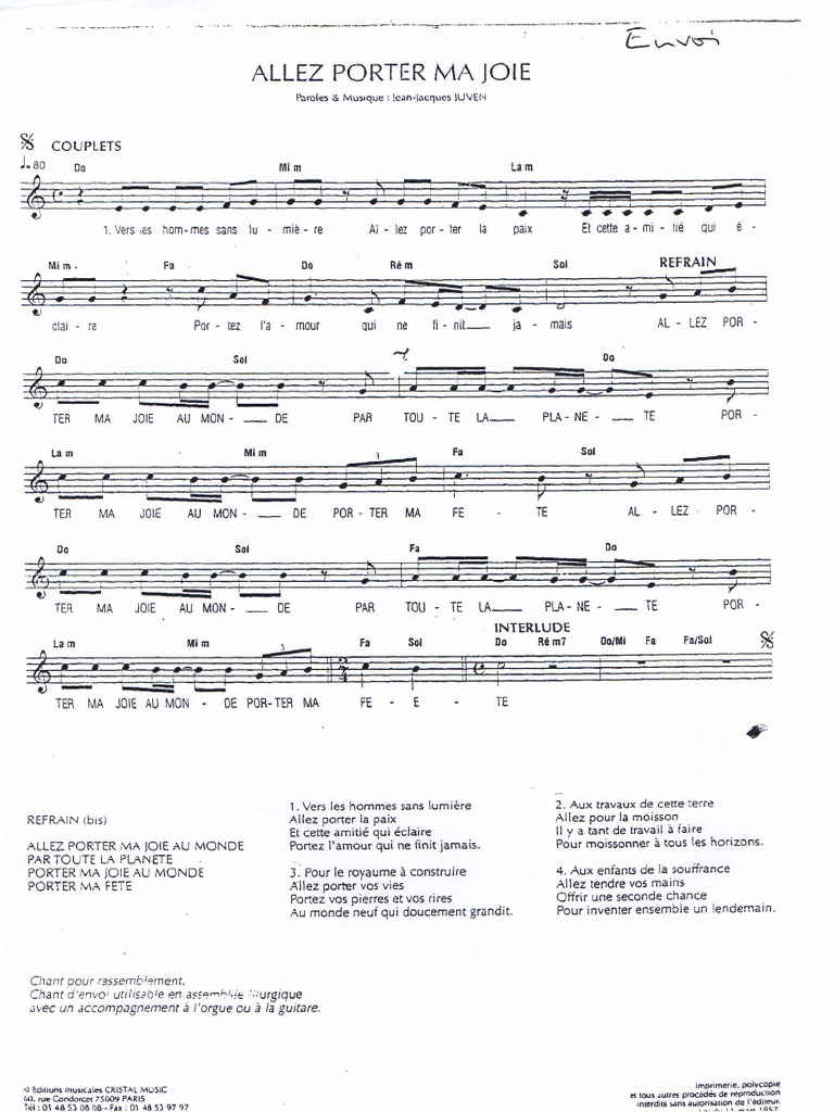 Allez Porter Ma Joie | PDF