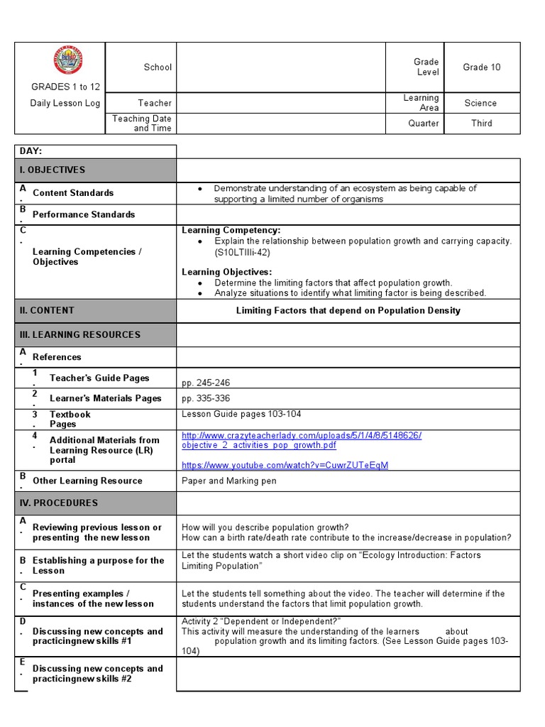 G10 DLL Bio Lesson 25 | PDF | Learning | Teachers