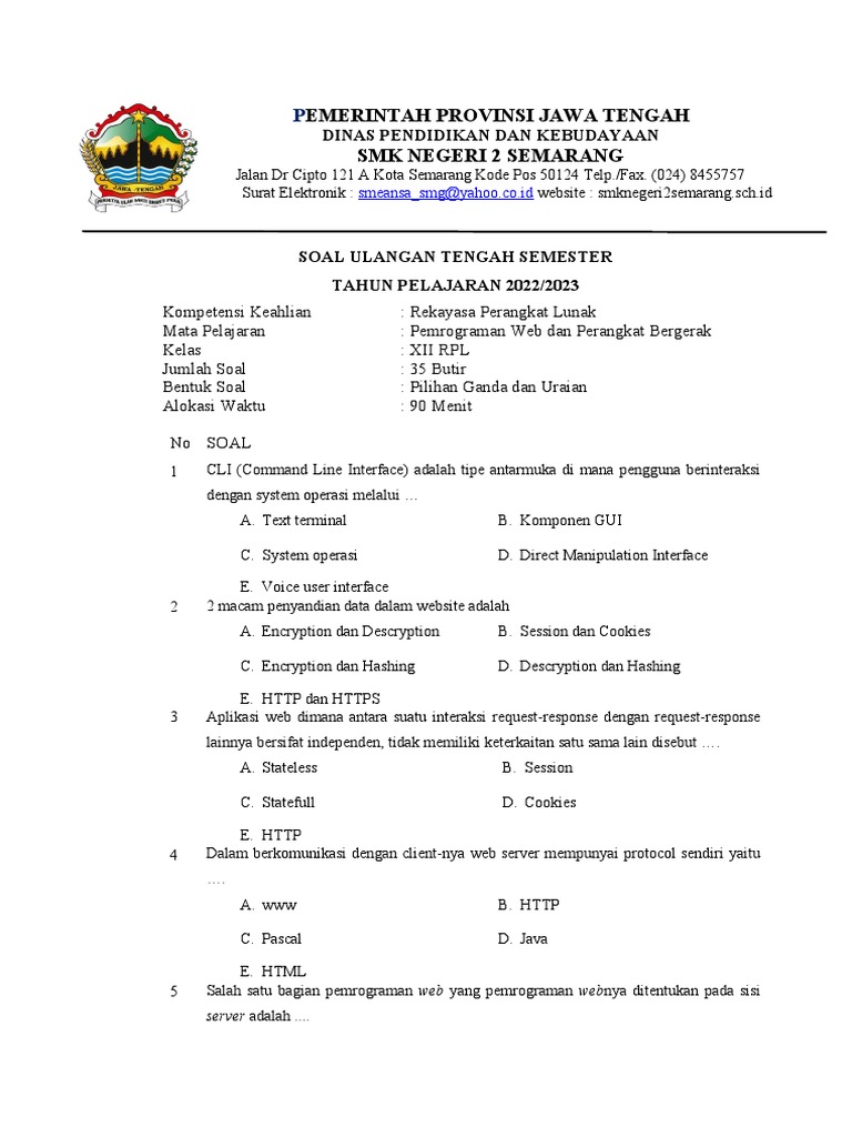 SOAL-Pemrograman Web-XII RPL 1 | PDF | Seni | Teknologi & Rekayasa
