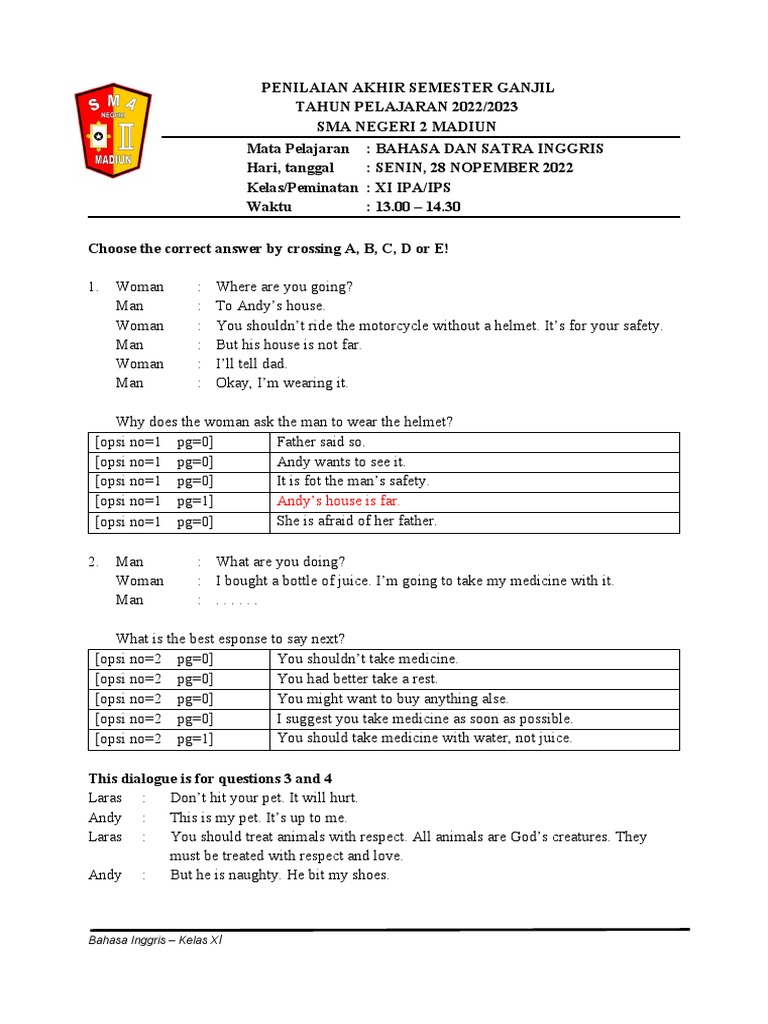 Soal Bahasa Inggris XI | PDF