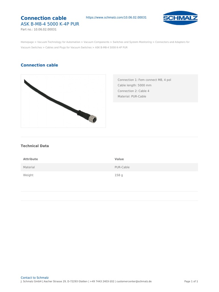 Connection Cable: ASK B-M8-4 5000 K-4P PUR | PDF