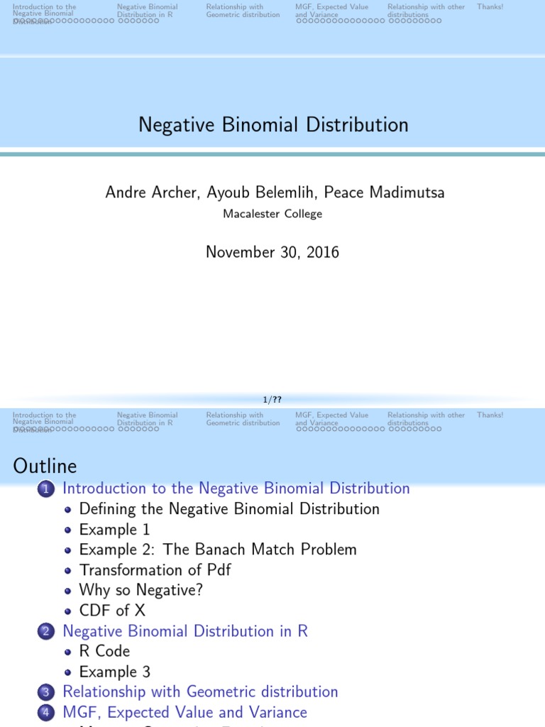 NegBin PDF | PDF | Probability Density Function | Variance