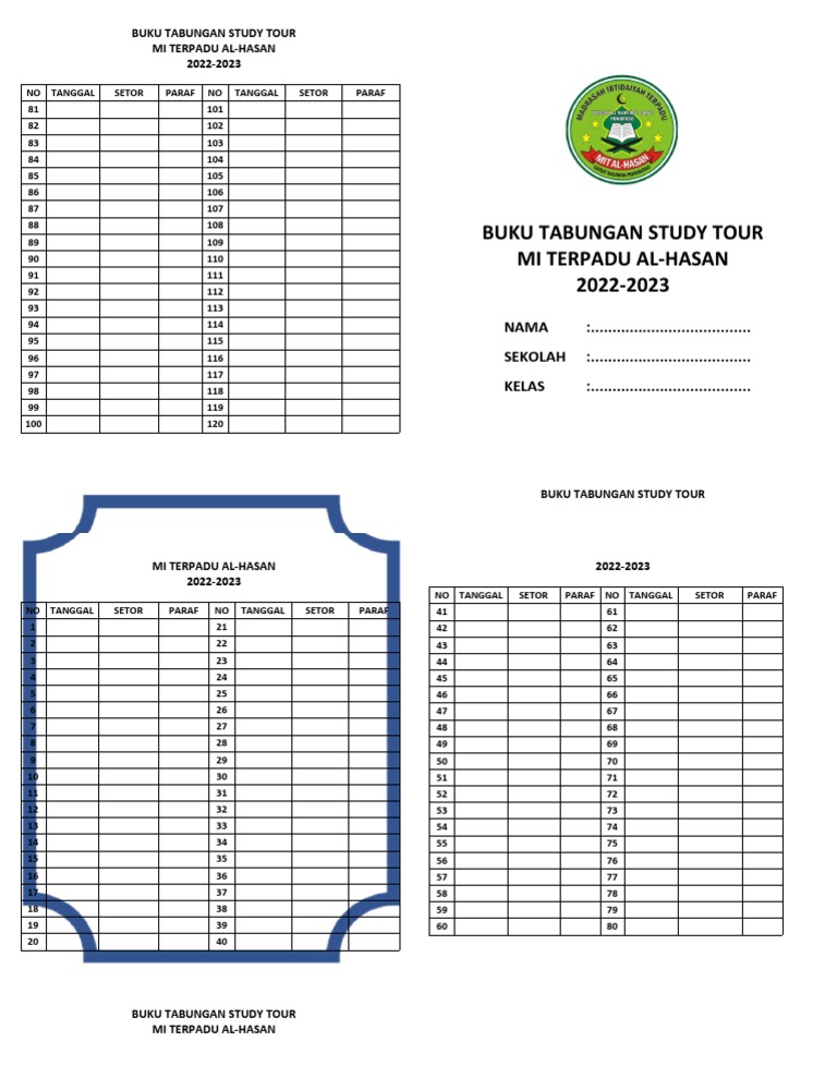 Buku Tabungan Study Tour MI Al-Hasan | PDF