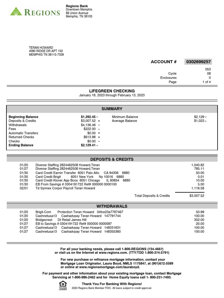 February 2023 Statement | PDF | Overdraft | Cheque