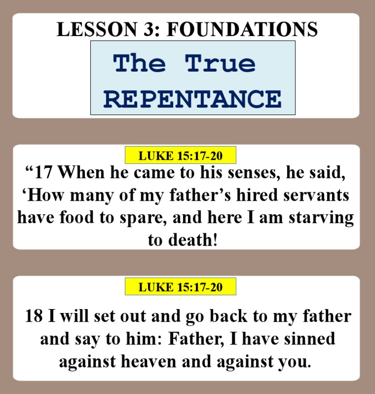 Sol 1 - Lesson 3 - True Repentance | PDF | Forgiveness | Theology