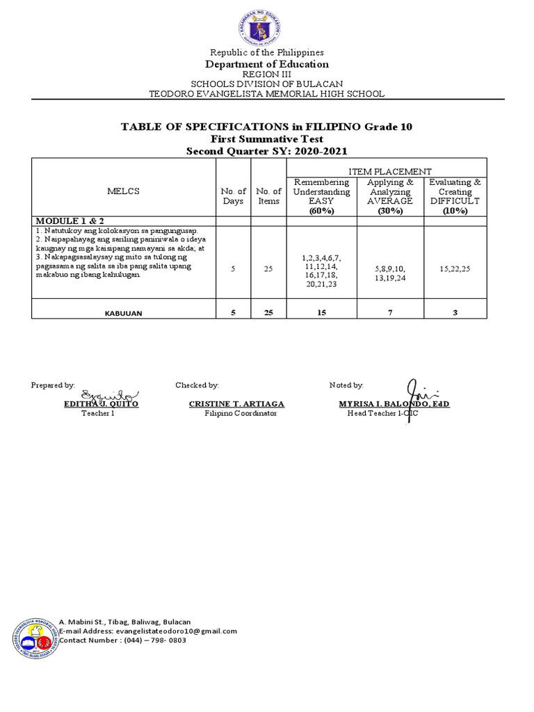 Q2 TOS - in-FIL 10-MATH 7-20-21 | PDF