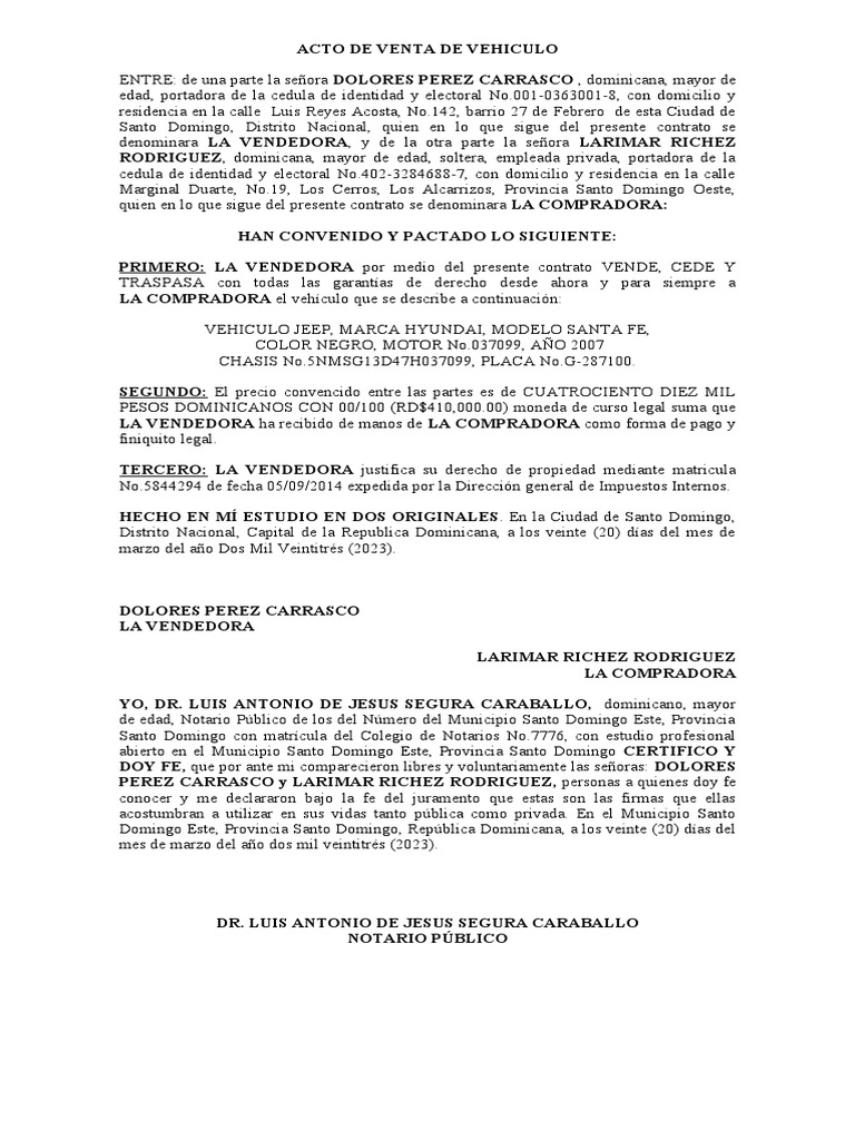Acto de Venta | PDF | República Dominicana