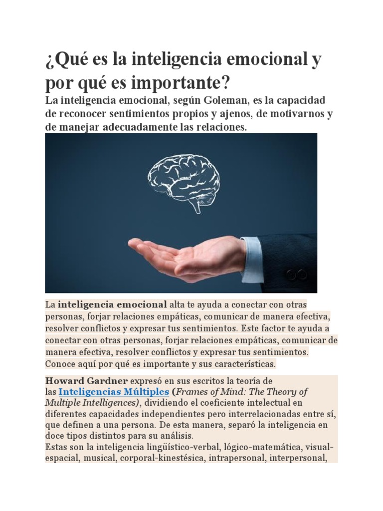 Qué Es La Inteligencia Emocional Y Por Qué Es Importante Pdf