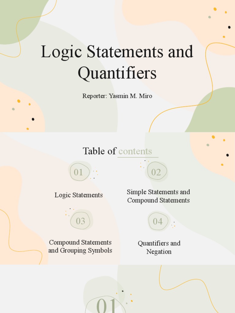 Logic statements and quantifiers | PDF