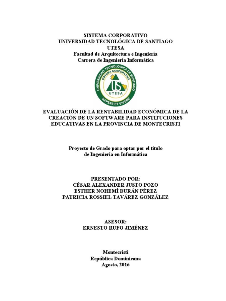 Proyecto de Grado Final | PDF | Software | Bases de datos
