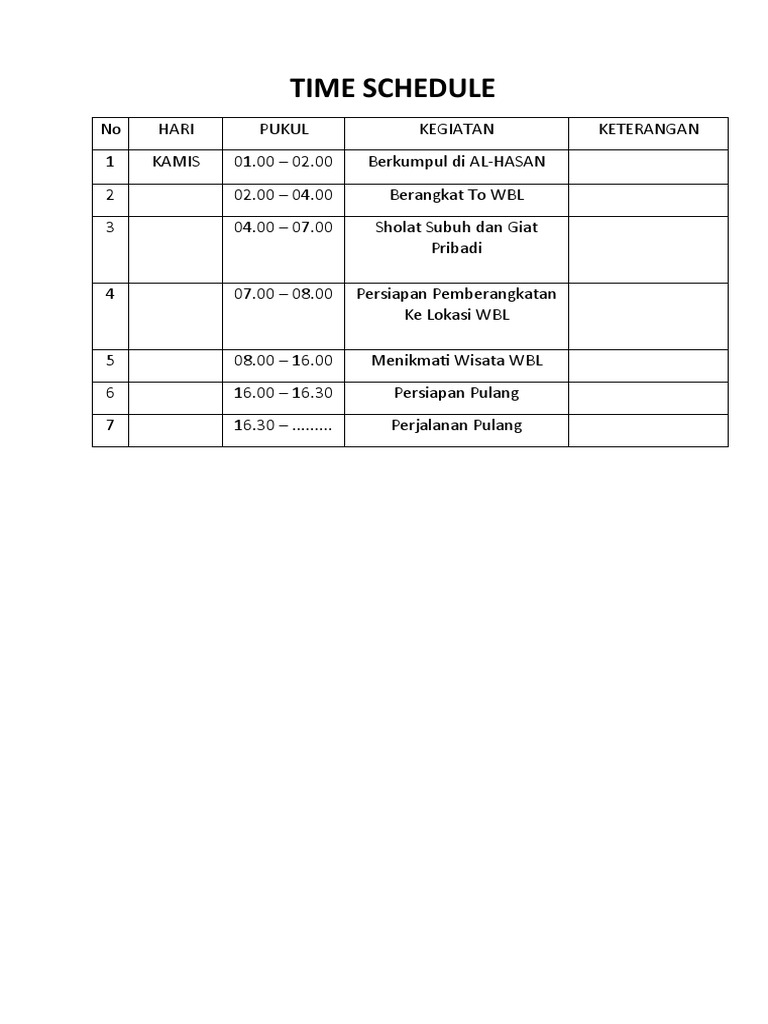 TIME SCHEDULE.docx | PDF