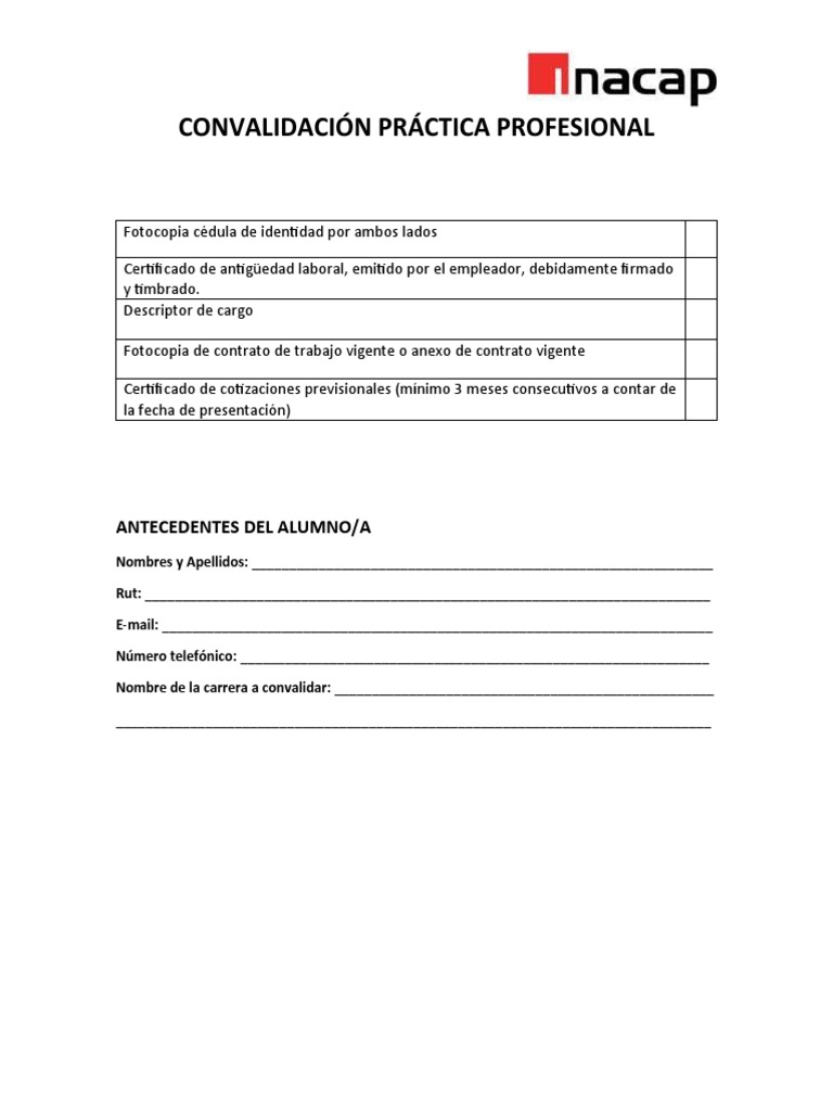 Convalidación Práctica Profesional | PDF