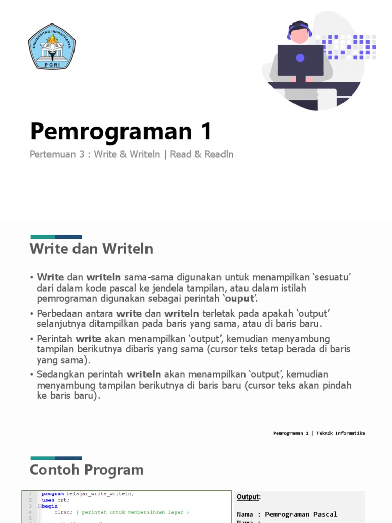 Pemrograman1 03 | PDF | Metode & Bahan Ajar | Komputer