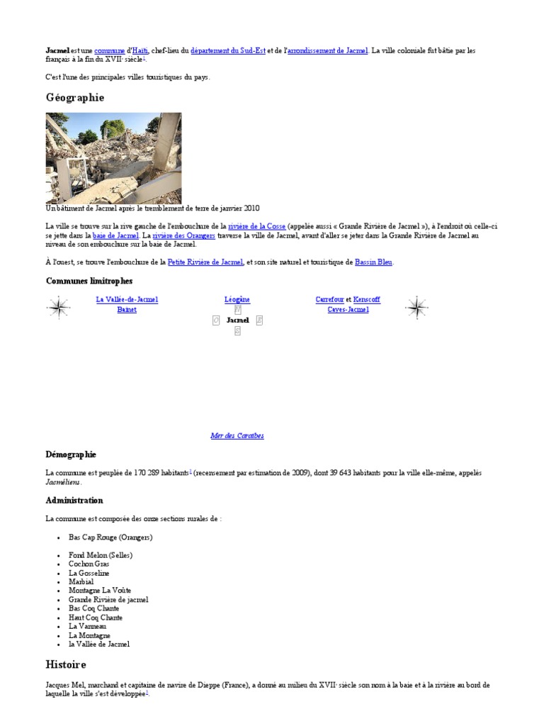 Présentation de la ville de Jacmel | PDF | Haïti