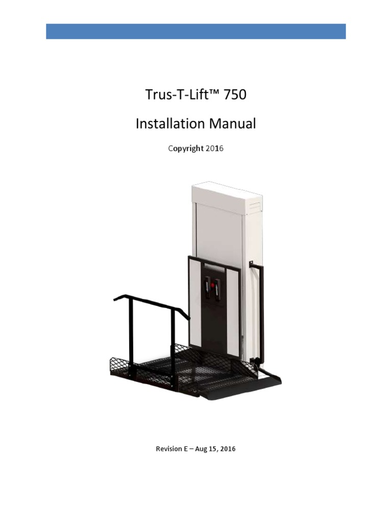 TTL 750 Installation Manual Rev E | PDF | Elevator | Screw