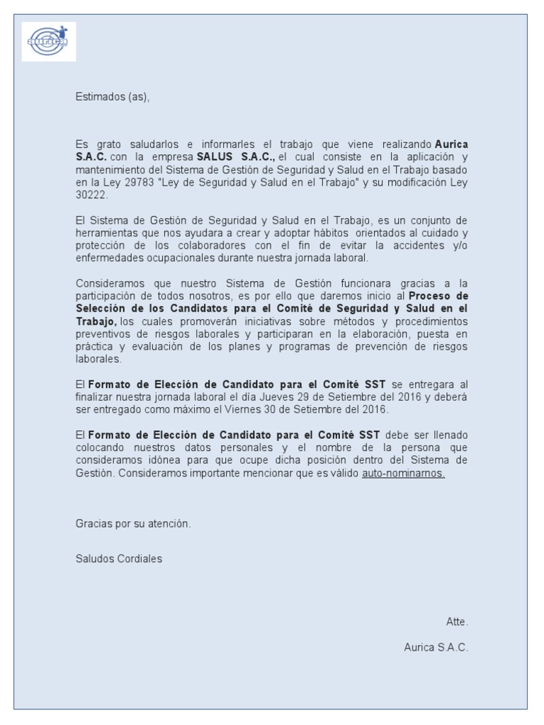 Comunicado Del Comité SST | PDF